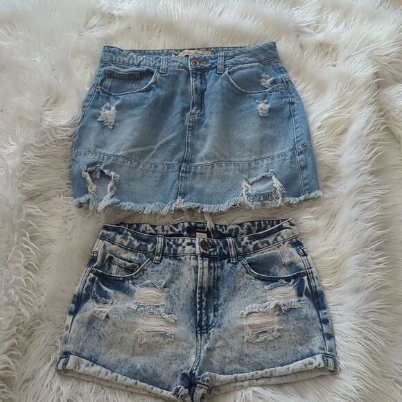 Hering Jean | Shorts | Distressed Denim Skirt Denimshorts Bundle | Poshmark
